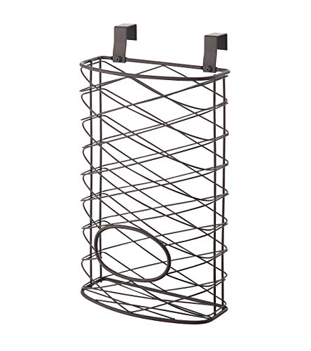 SunnyPoint Over Cabinet Kitchen Storage Organizer Holder or Basket - Hang Over Cabinet Doors in Kitchen/Pantry - Holds up to 50 Plastic Shopping Bags (BROWN)