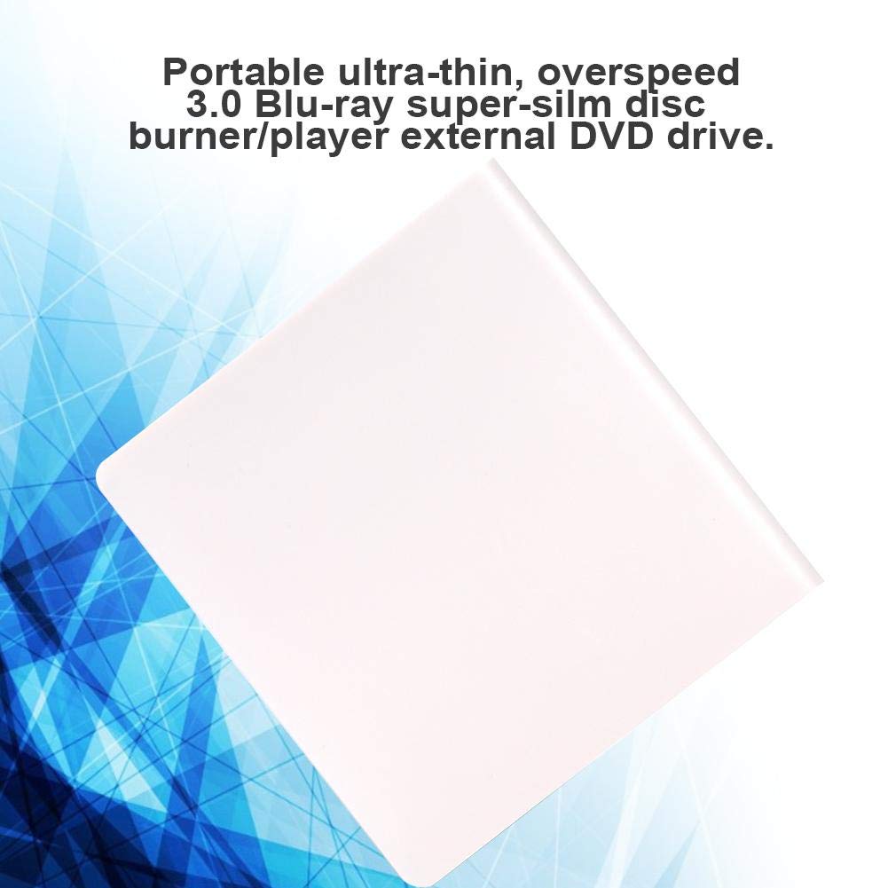 9.5mm Protable USB3.0 SATA External Convenient Optical Drive Housing, 5Gbps Ultrathing External Drive Box for Enhance Functionality of Laptop, Better Hard Drive Optical Disk Drive Adapter(White)