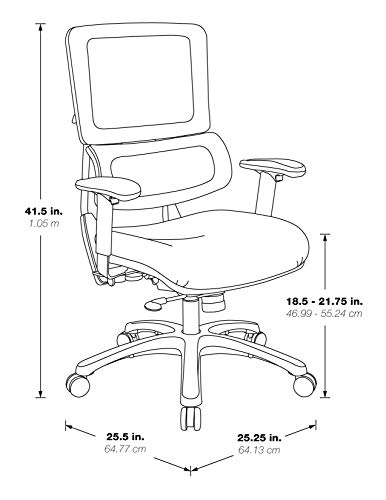 Office Star Pro X996 Fully Adjustable Manager's Office Chair with Lumbar Support, Black Mesh Back, Polished Aluminum Base and Coal FreeFlex Black Seat with Headrest