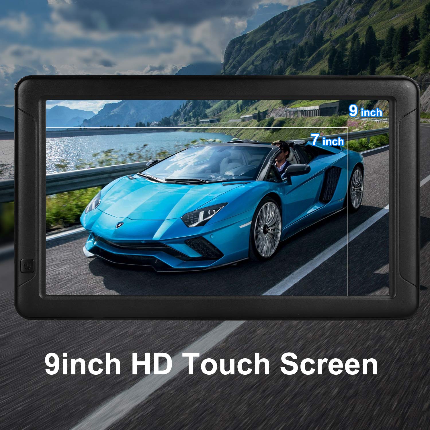 GPS Navigation for Car (9 Inch) Slimline Touch Screen Real Voice Direction ,USA Edition 2025 (Free Lifetime Updates) Turn-by-Turn Voice and Lane Guidance, Speed and Red Light Warning (American Brand)