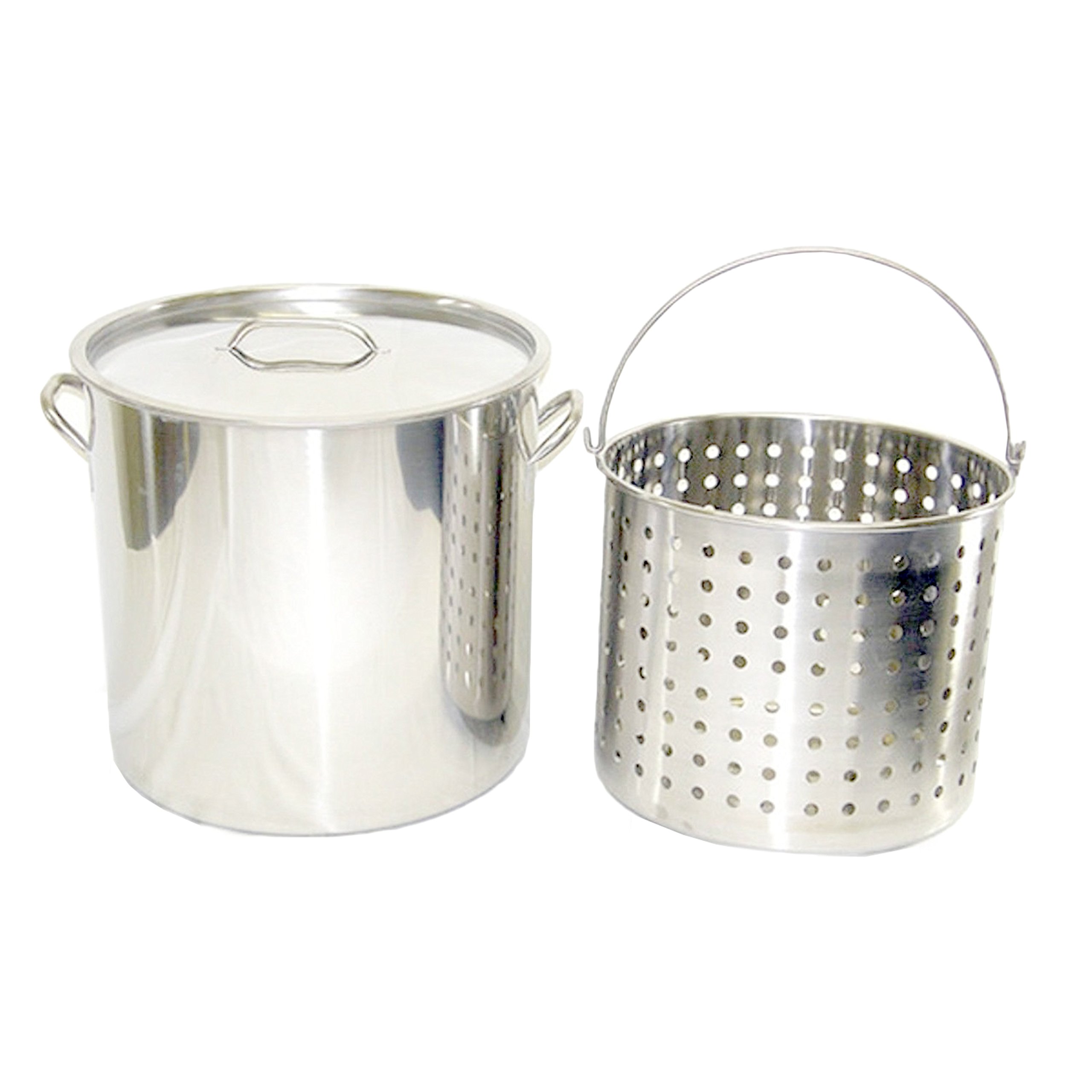 Ballington 13-Gal 16" Stainless Steel Stock Pot w Deep Steamer/Boil Basket & Lid