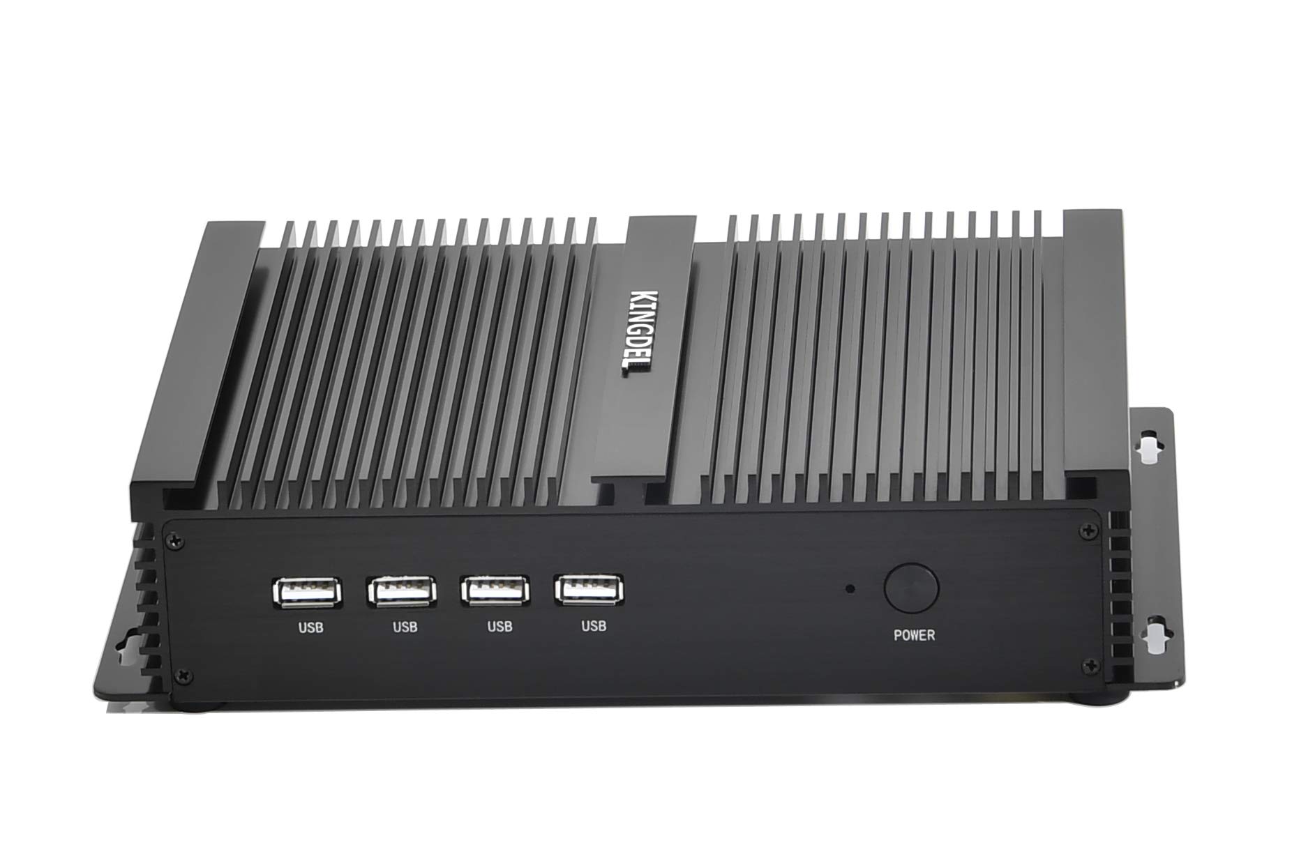 KINGDEL Powerful Mini Desktop Computer, Fanless Industrial PC, i5 Dual Core CPU, 4GB RAM, 128GB SSD, 2xNICs, 4xUSB 3.0, 4xCOM RS232, HD Port, Metal Case