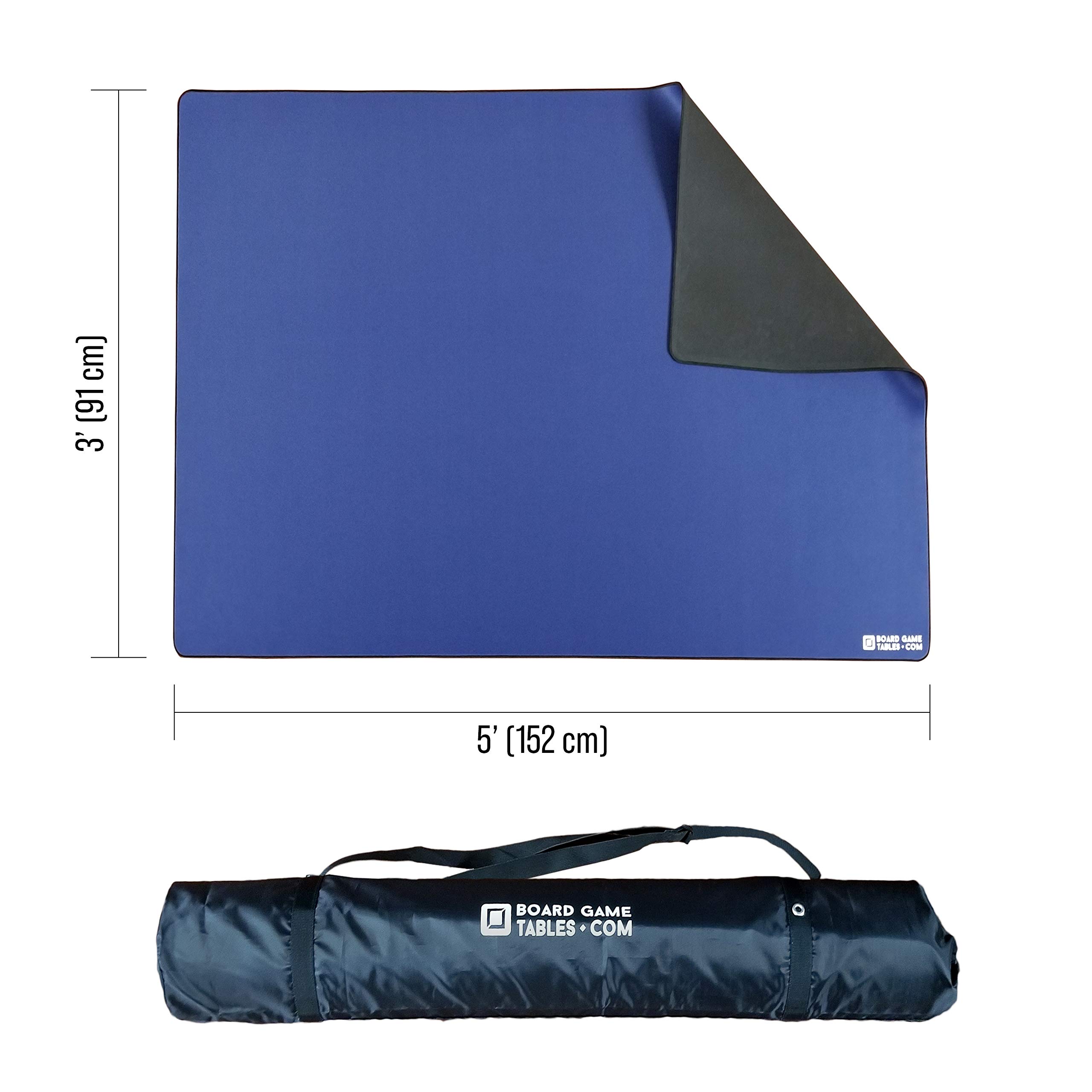 Board Game Playmat [3'x5'/Thick Super Cushioned/Stitched Edge/Water Resistant] with Carrying Case - for Tabletop Board Games, Card Games, RPG Games (Medium, Blue)