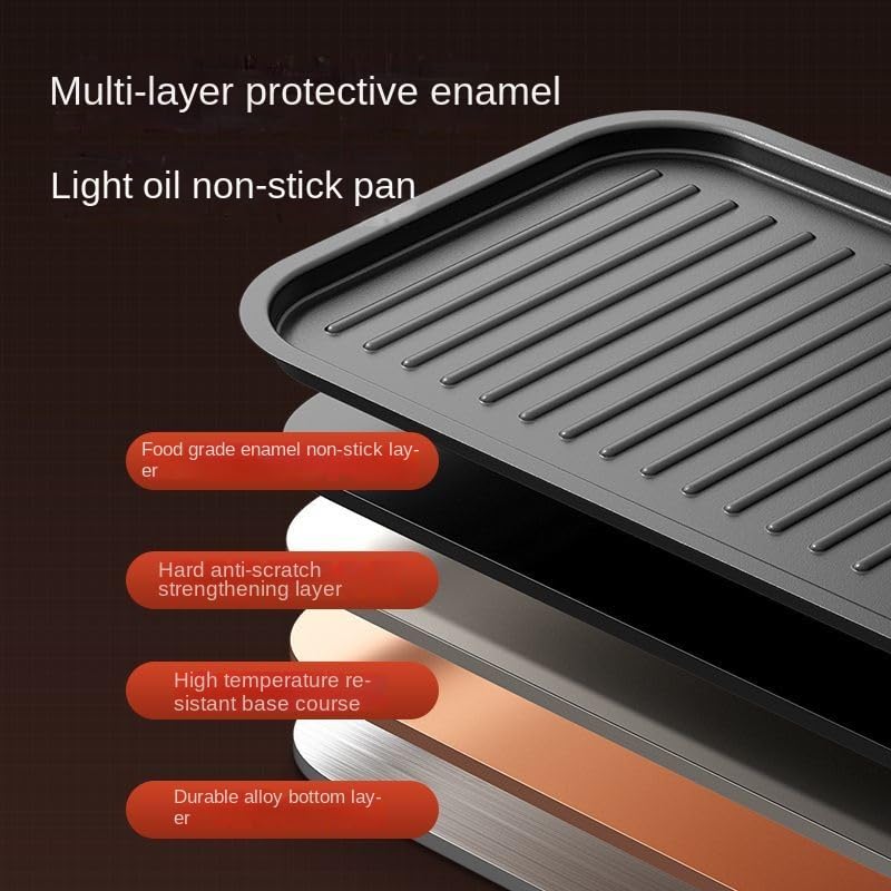AORAN Smokeless Indoor Grill, Multifunctional Electric Skillet Griddle, 1500 Watt Adjustable Temperature Control, Non-Stick Coating White