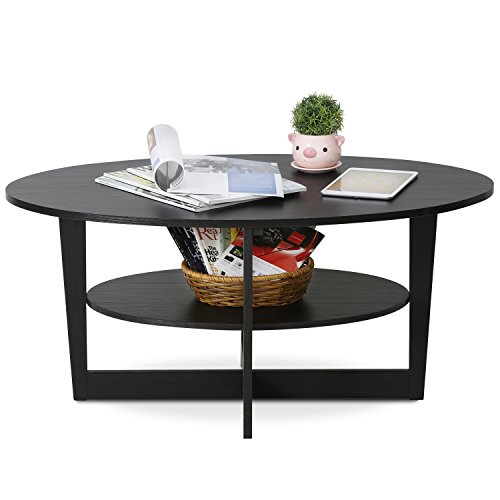 Furinno Oval Coffee Table, Walnut
