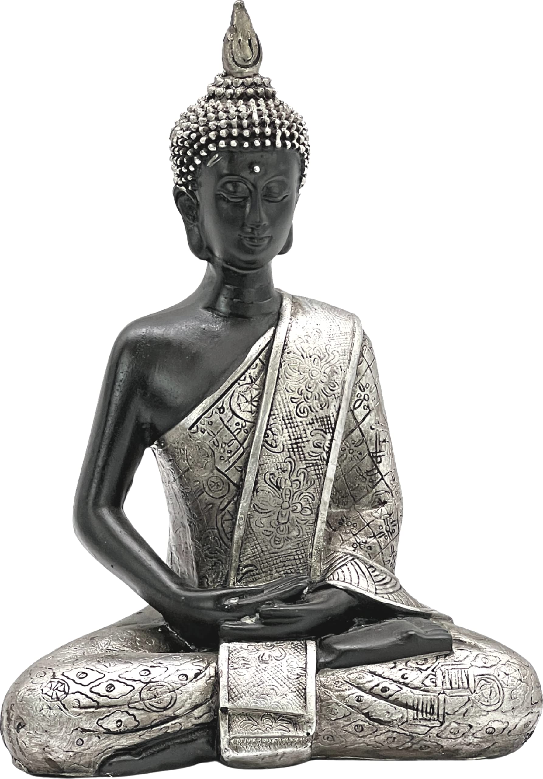 Bellaa 28526 Rustic Buddha Statue Japanese Style Zen Garden Sculpture Figurine Meditating Sitting Dhyana Mudra Lotus Pose Yoga Altar Peace Harmony Home Decor 8 inch