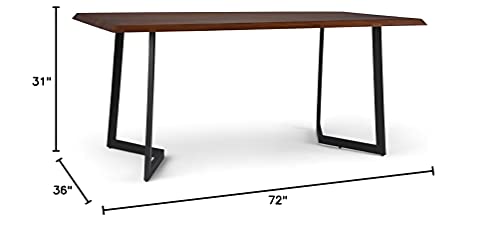 SIMPLIHOME Watkins SOLID MANGO WOOD 72 inch x 36 inch Rectangle Industrial Contemporary Dining Table with Inverted Metal Base in Dark Brown, for the Dining Room and Kitchen, Industrial Contemporary
