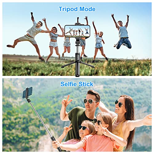 Selfie Stick, Extendable Selfie Stick Tripod with Wireless Remote and Tripod Stand, Portable, Lightweight, Compatible with iPhone 14 13 12 Pro Xs Max Xr X 8Plus 7, Samsung Smartphone and More