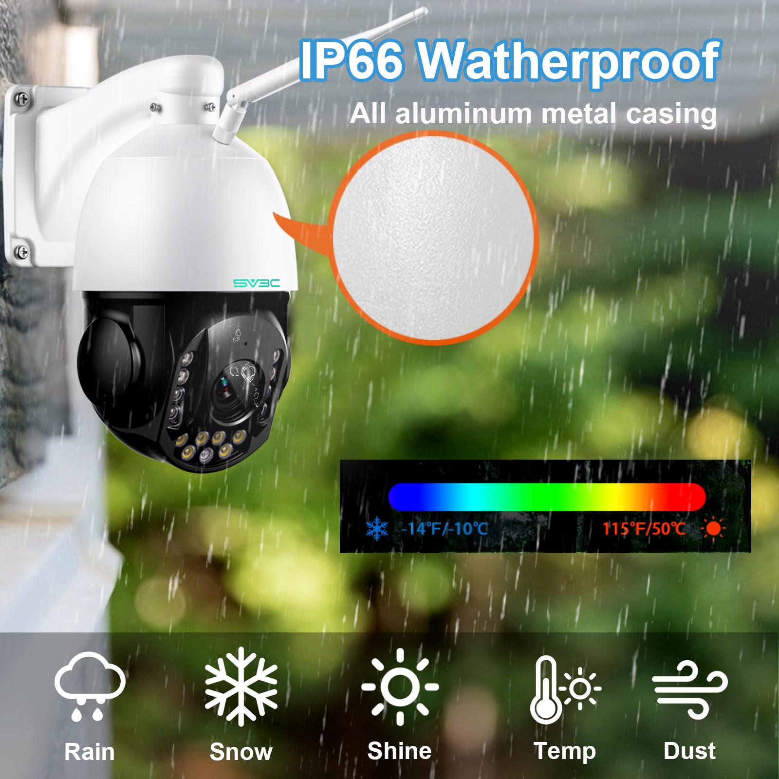 SV3C PTZ Security IP Camera Outdoor, 20X Optical Zoom 5MP Dual Band 2.4G 5GHZ WiFi Home Cameras Support Onvif, RTSP Browser Viewing, Humanoid Detect, Metal Shell Waterproof, 2-way Audio,SD Card Record