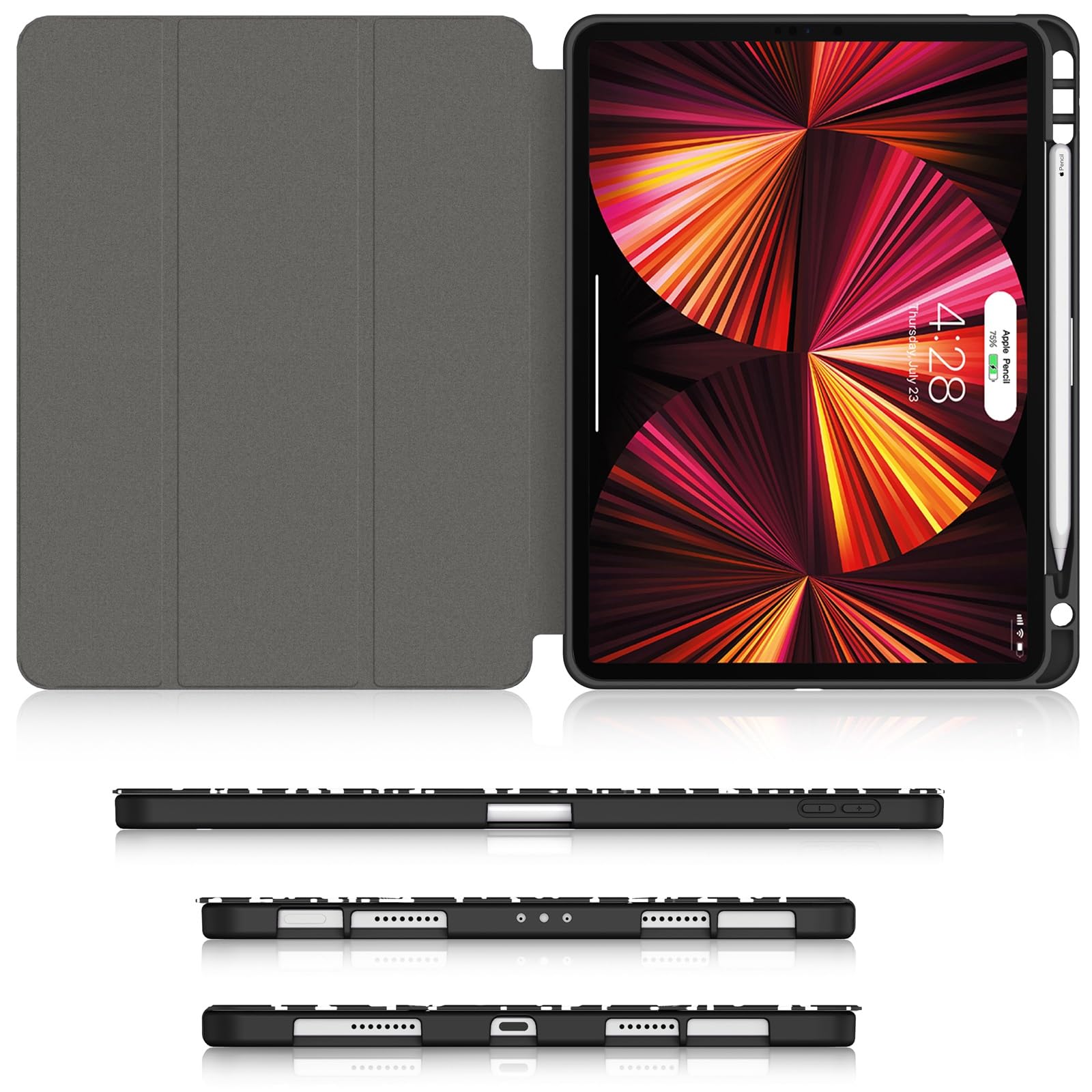 Soke for iPad Pro 11 Case (M2) 2022/2021/2020 with Pencil Holder - [Full Body Protection + Apple Pencil Charging + Auto Wake/Sleep], Soft TPU Back Cover for 2022 iPad Pro 11 inch(Book Black)