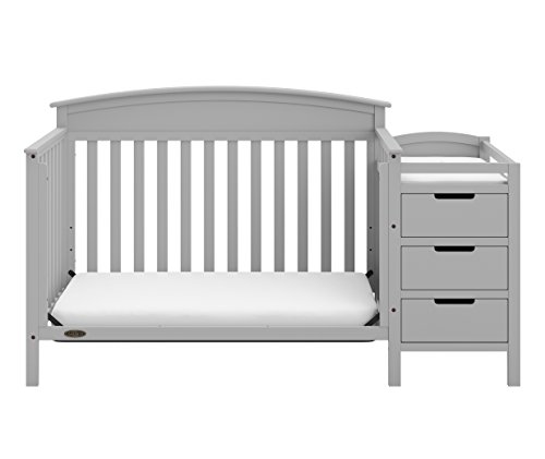 Graco Benton 5-in-1 Convertible Crib and Changer (Pebble Gray) β Crib and Changing Table Combo, Includes Water-Resistant Changing Pad, 3 Drawers, Converts to Toddler Bed, Daybed and Full-Size Bed