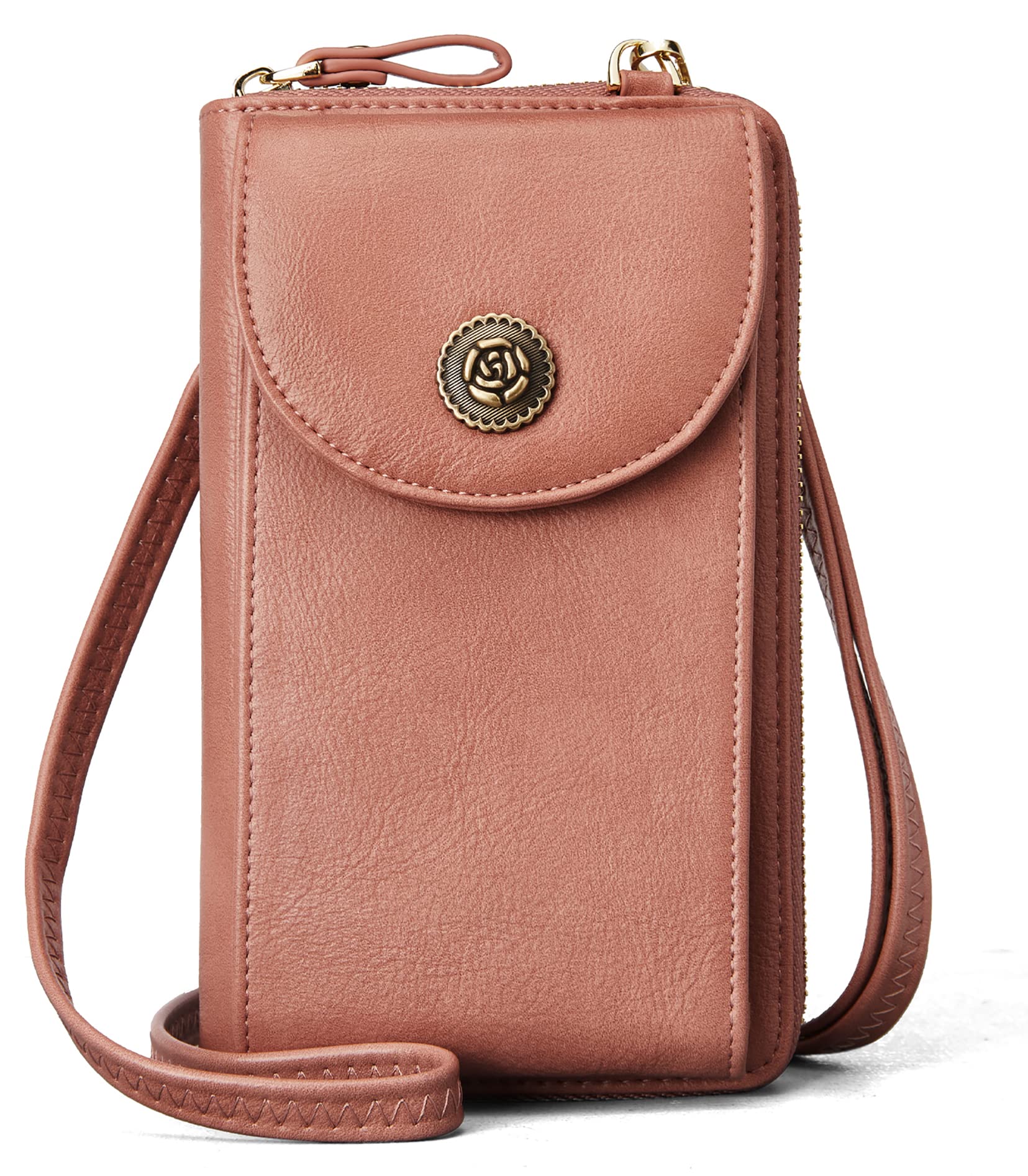 BROMEN Small Crossbody Bags For Women Leather Cellphone Purse Designer Zipper Wallets Fashion Shoulder Bag Pink