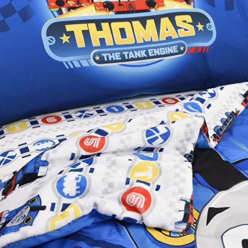Thomas The Tank Standard Crib 3 Piece Toddler Bedding Set for Kids Soft Microfiber Reversible Comforter, Fitted Sheet & Pillowcase for Boys