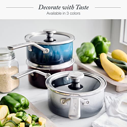 Merten & Storck European Crafted Steel Core Enameled Cookware, 2.1QT Saucepan Pot with Lid, Induction, PFAS & PTFE Free, Dishwasher Safe, Oven & Broiler Safe, Merlot Red