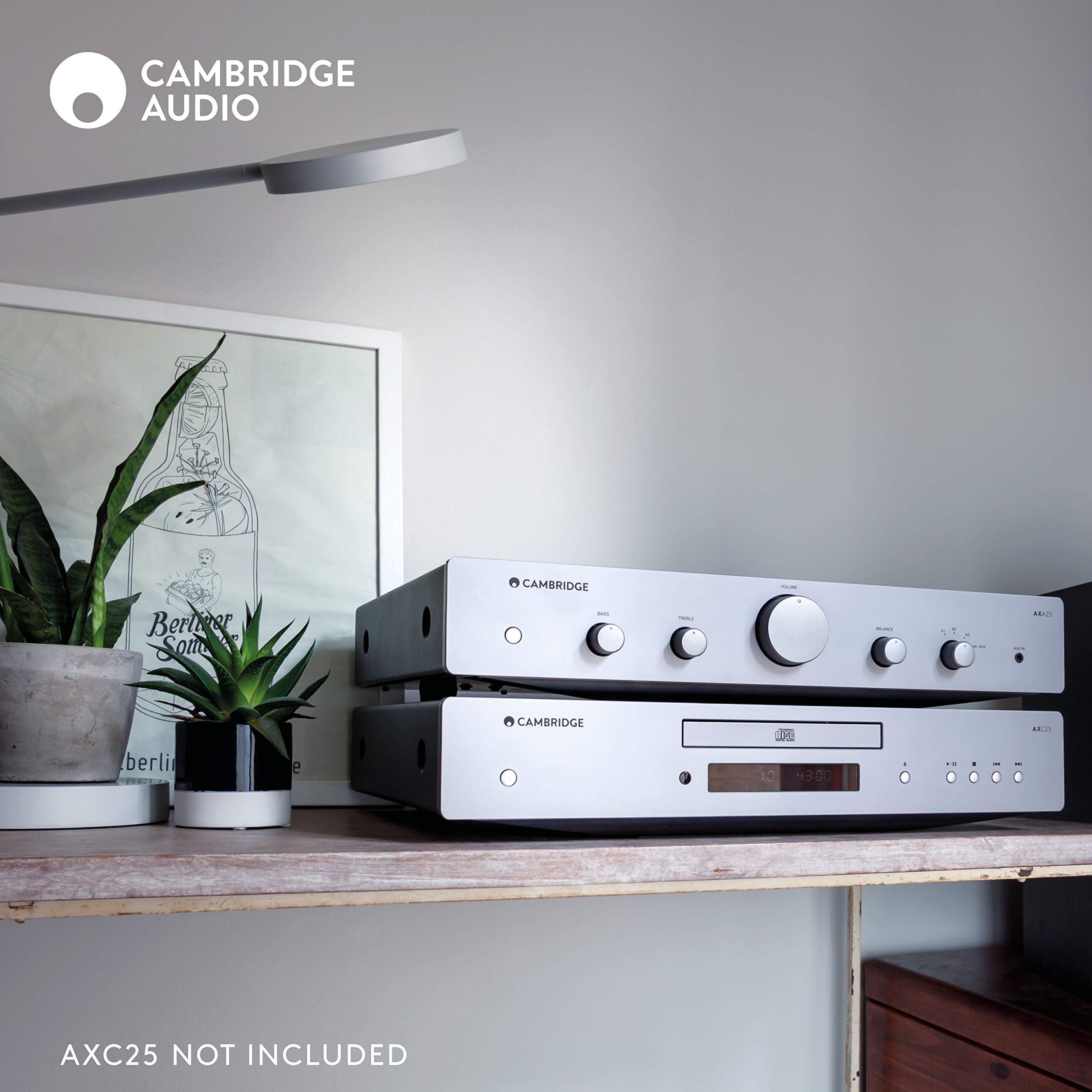Cambridge Audio AXA25-25 Watt Separate Integrated Stereo Amplifier HiFi System Featuring Tone and Balance Control with Front Aux Input - Lunar Grey