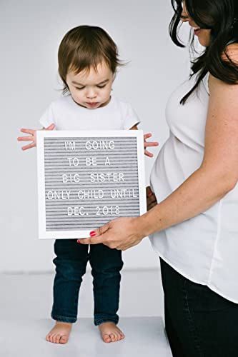 Pearhead Classic Wooden Letterboard, Gender-Neutral Baby Keepsake Nursery Décor, Photo Prop Message Board, Gray and White