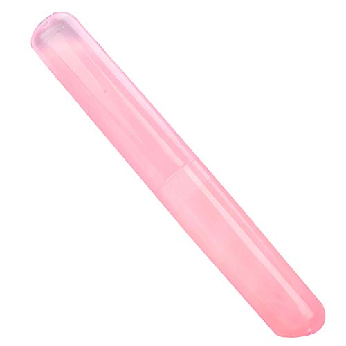 Mggsndi Portable Dustproof Toothbrush Holder Case Plastic Storage Box Bathroom Accessories Holder Set for Family and Business Travel and Daily Use at School and Outdoor Pink