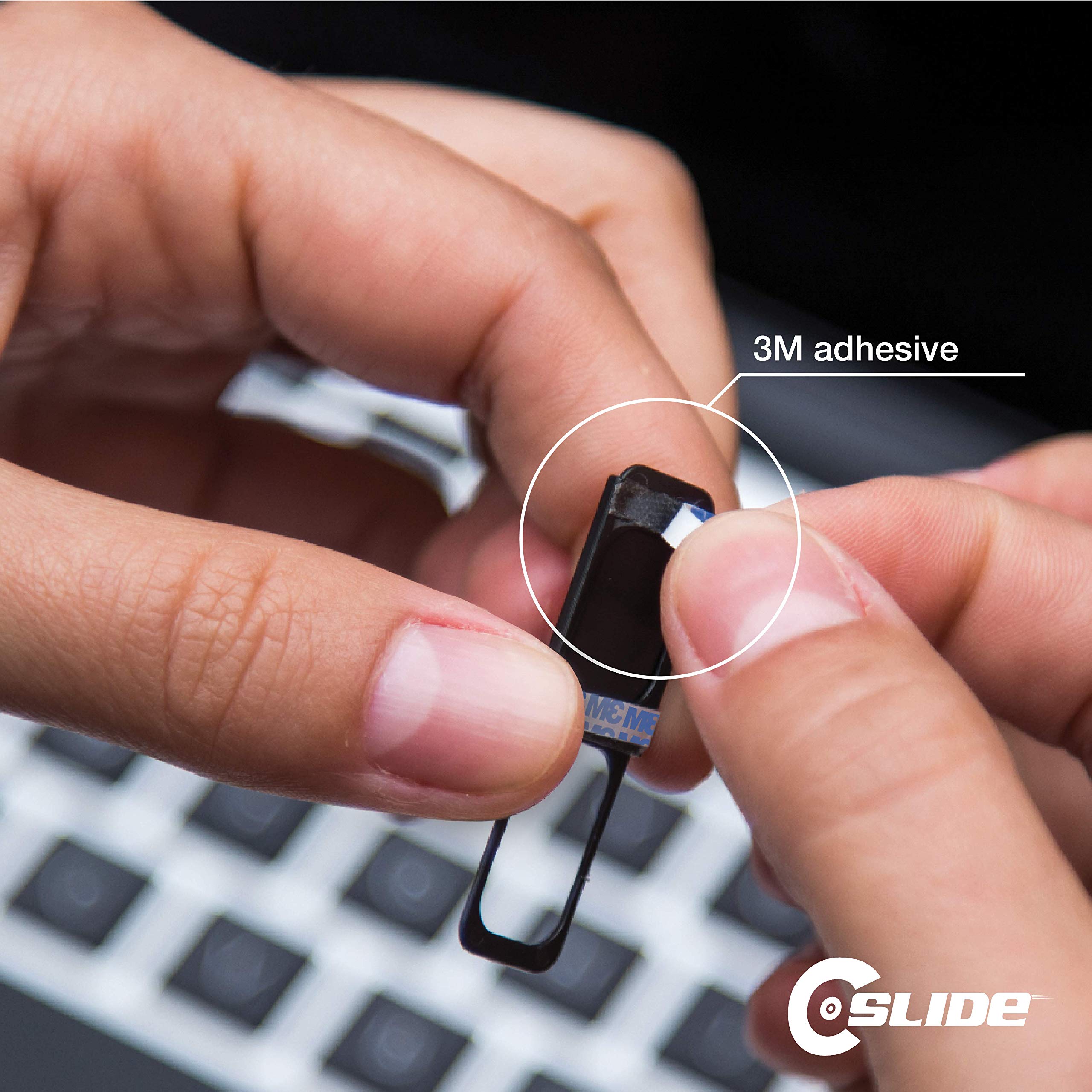 C-SLIDE 1.0 Webcam Cover Slide 3 Pack | Sliding Laptop Camera Blocker | 1.5” x 0.5” by 1.5mm Thin | Camera Blocker for Computers, Tablets, Echos, Chromebook & More | Make Security a Priority | Black