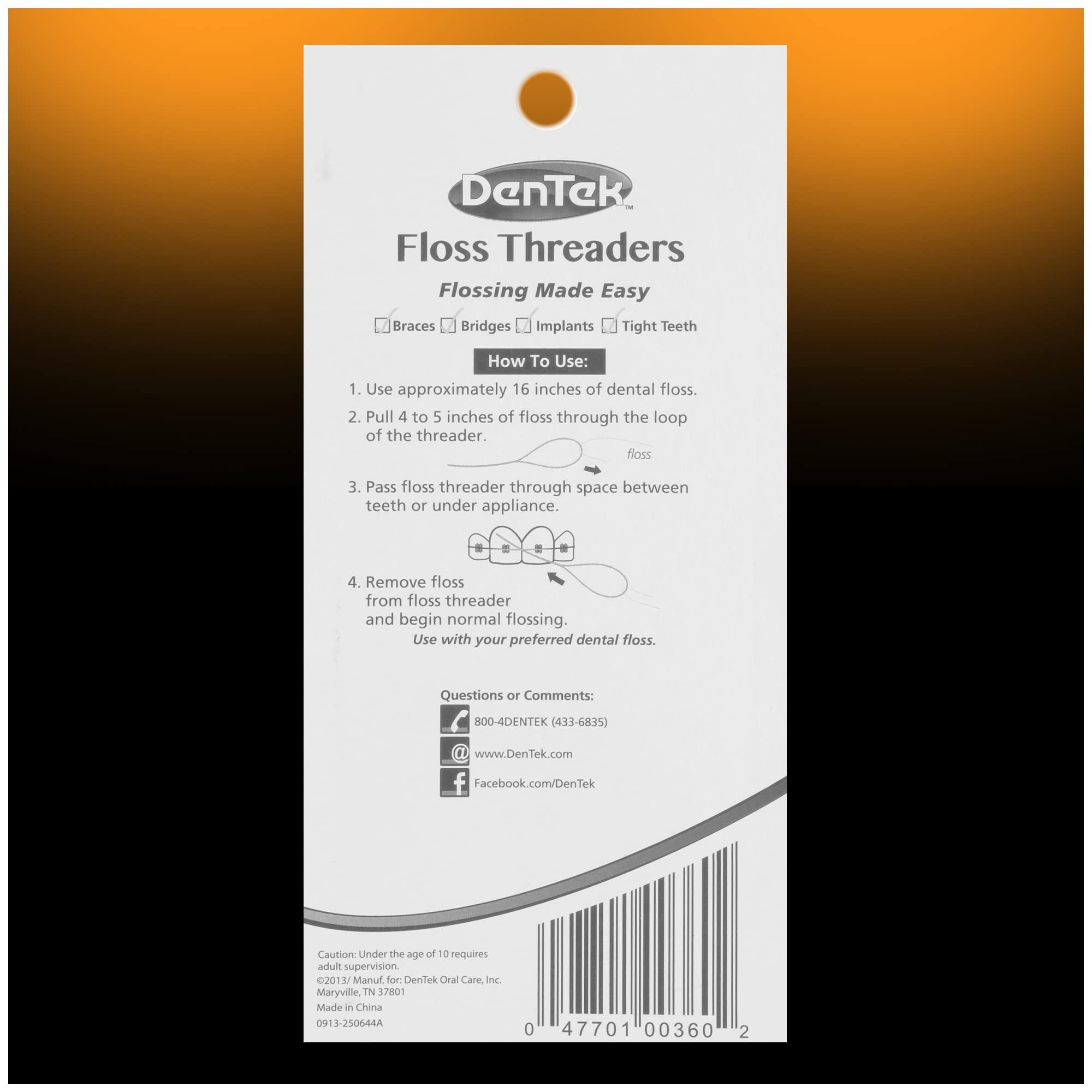 DenTek Floss Threaders | For Braces, Bridges, and Implants | 50 Count (Pack of 6)