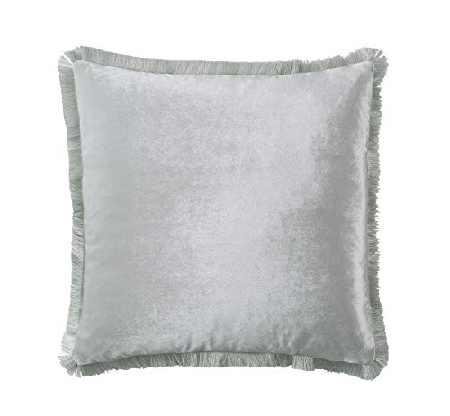 Tahari Home | Jasper Velvet and Fringe Decorative Pillow, 1 Count (Pack of 1), Grey