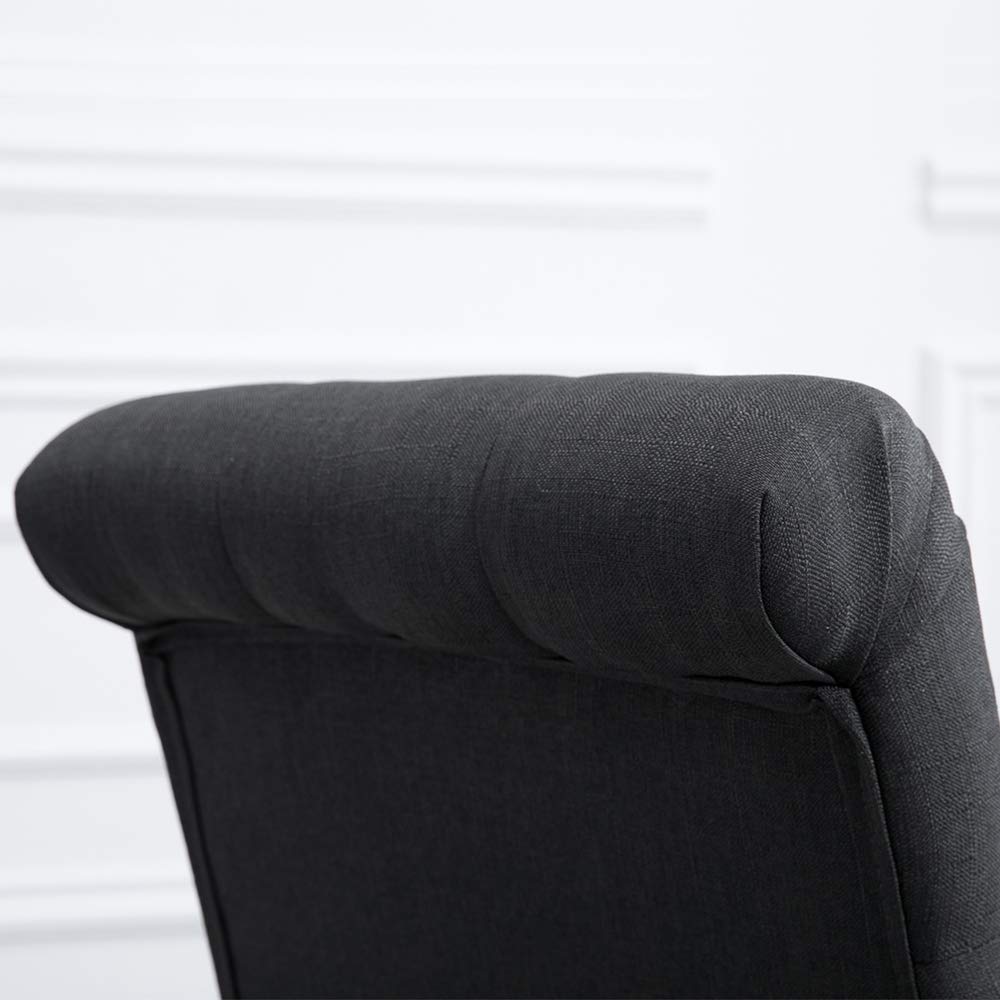 Huisenus Set of 4 Dining Chair Upholstered Fabric Padding Dining Chair Button for Dining Room Restaurant Wedding Reception(Charcoal, Set of 4)