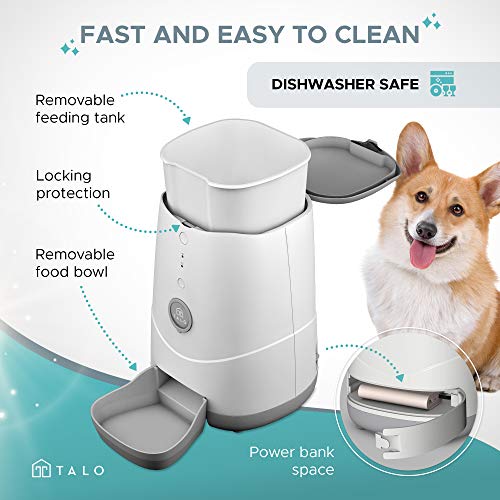 Talo Automatic Wi-Fi Pet Feeder 3.7L - Smart Cat Feeder - Dog Feeder with App Control - Food Dispenser with Timer - 130oz – White