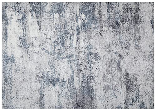 Area Rug Living Room Rugs: 5x7 Indoor Abstract Soft Fluffy Pile Large Carpet with Low Shaggy for Bedroom Dining Room Home Office Decor Under Kitchen Table Washable - Gray/Blue