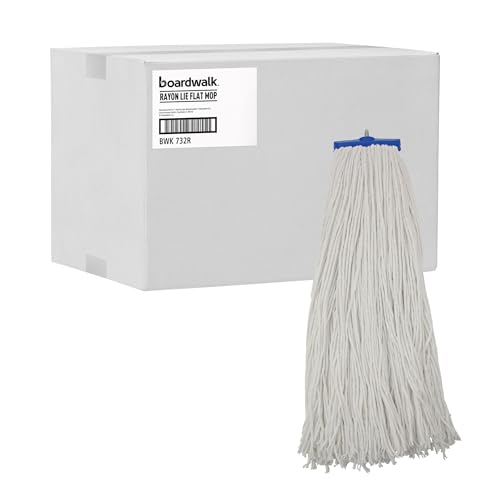 Boardwalk BWK732R 32 oz. Economical Lie-Flat Rayon Fiber Mop Head - White (12/Carton)