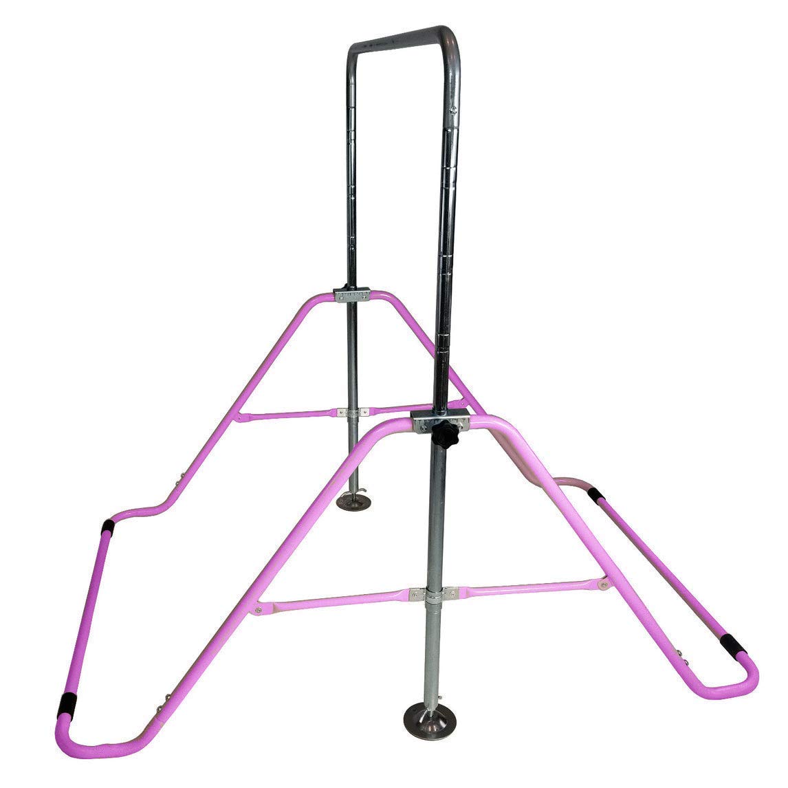 5 Star TD Gymnastics Bar Horizontal Kip Bar + 2x6 Tri Fold Mat Junior Training Adjustable Expandable Height Jungle Gym Children Monkey Bars Climb Tower Playground Balance Bar Gymnasts (Pink)