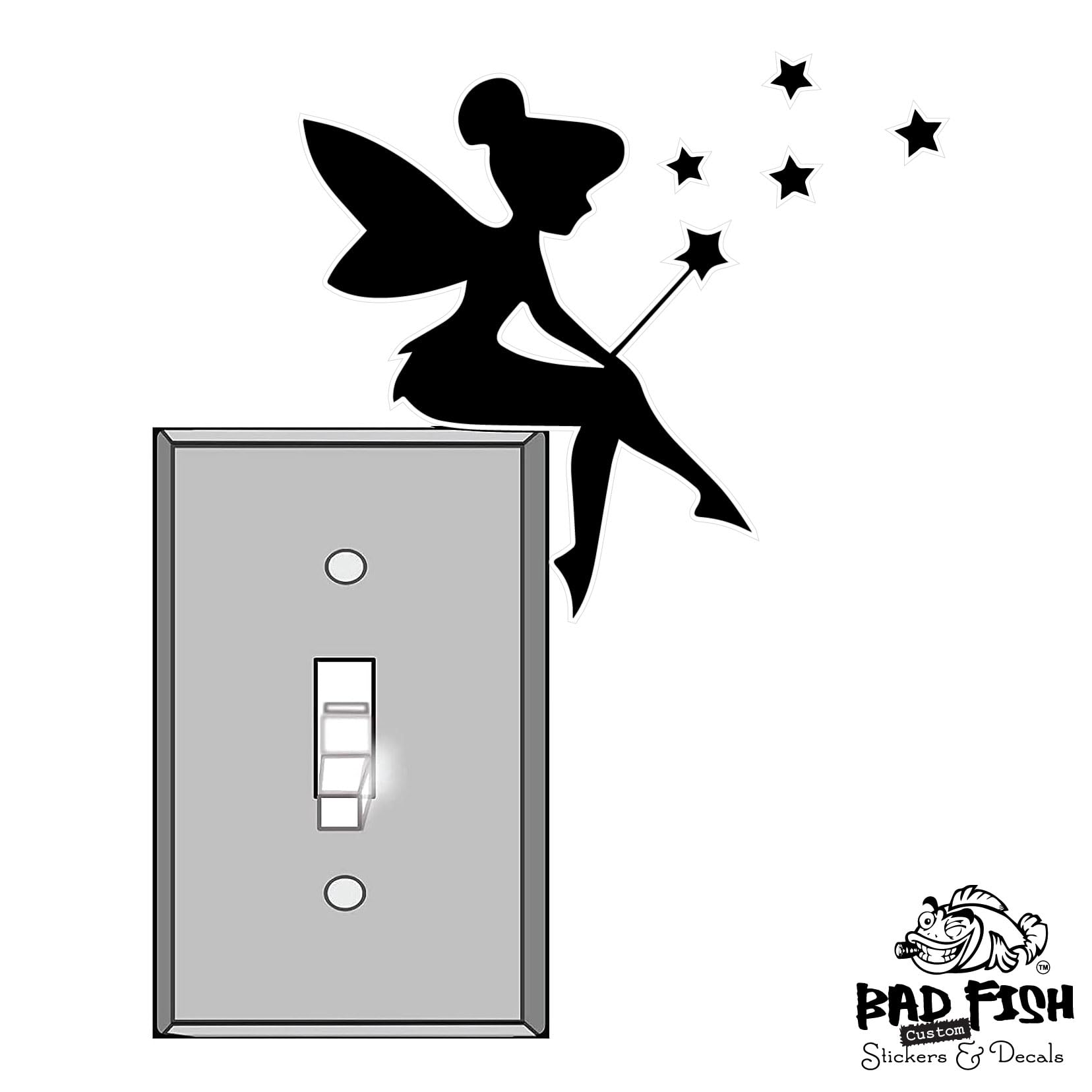 Bad Fish Custom Decals 0105-2 Pack Sticker Card Lightswitch Vinyl Decal Sticker Tinkerbell Fairy – for Light Switch, outlets or Any Ledge - Wall, Vehicle, Computer, Home Decor, Bedrooms or Nursery