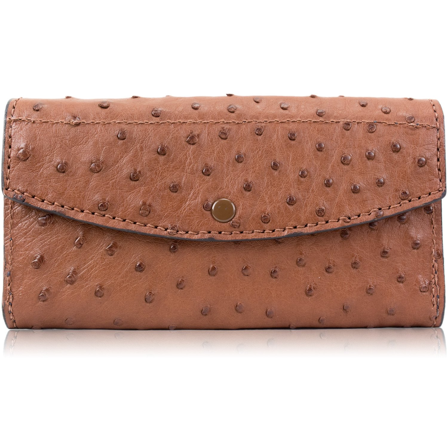 Brown Genuine Ostrich Leather Clutch Wallet Handmade
