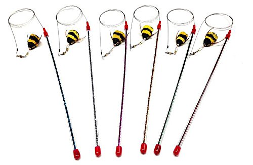 Go Cat Da Bee Teaser Wand from The Maker of Da Bird and Cat Catcher - Gold Glitter Wand