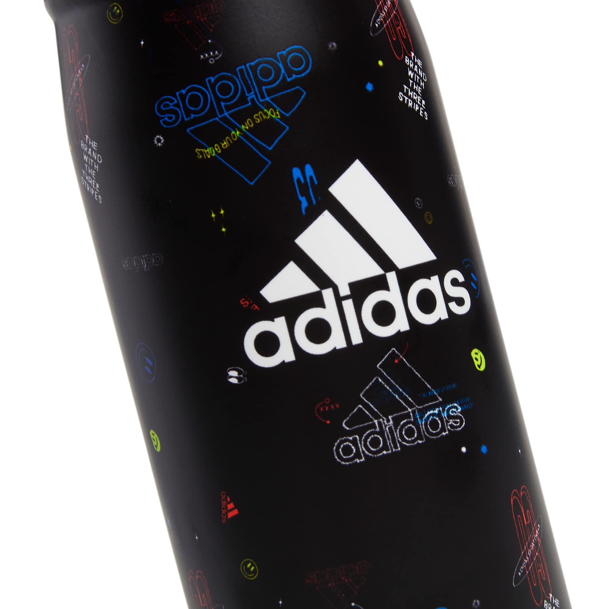 adidas 600 Ml (20 Oz) Metal Water Bottle, Hot/Cold Double-Walled Insulated 18/8 Stainless Steel, Icon Brand Love Black/Black/White, One Size