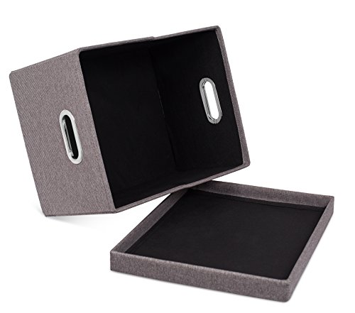 Internet's Best Collapsible File Box Storage Organizer with Lid - Decorative Linen Filing & Storage Office Boxes β Hanging Letter/Legal Folder β Home Office Bins Cabinet β Grey Container - 1 Pack