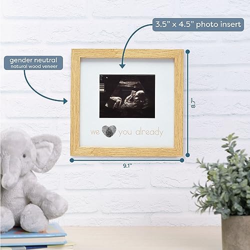 Reece Studio Thumbprint Sonogram Picture Frame, Gender Neutral Baby Keepsake Frame, Family Keepsake, With Included Ink Pad For Mom And Dad's Thumbprints