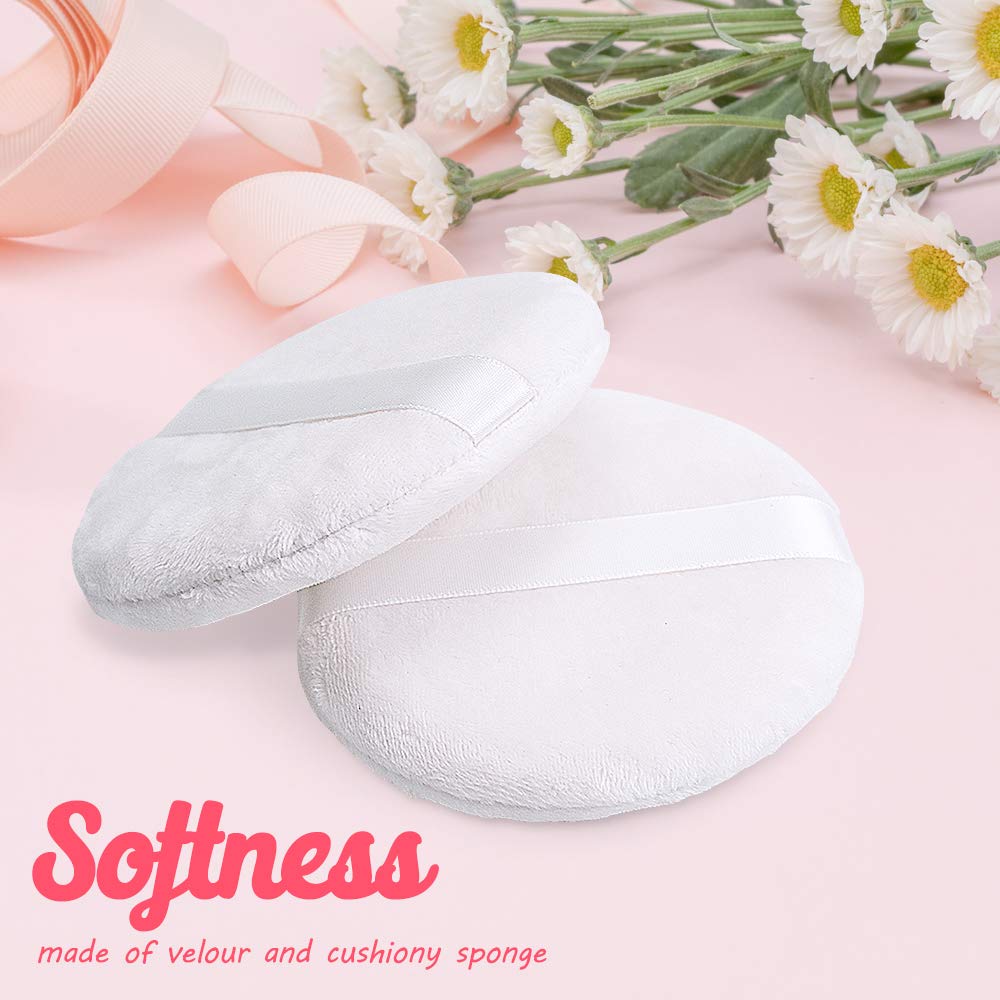 Topwon 4 Inch Powder Puff, Washable Large Body Powder Puff for Face Cleaning,Makeup & Powder Foundation Blending - Soft & Furry