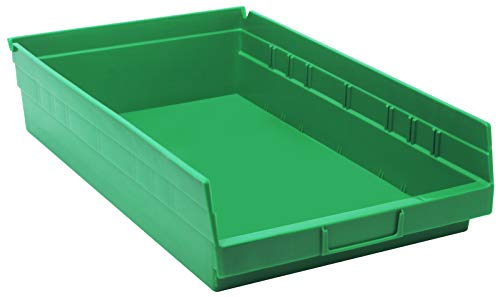 QUANTUM STORAGE SYSTEMS K-QSB110GN-2 2-Pack Plastic Shelf Bin Storage Containers, 17-7/8" x 11-1/8" x 4", Green