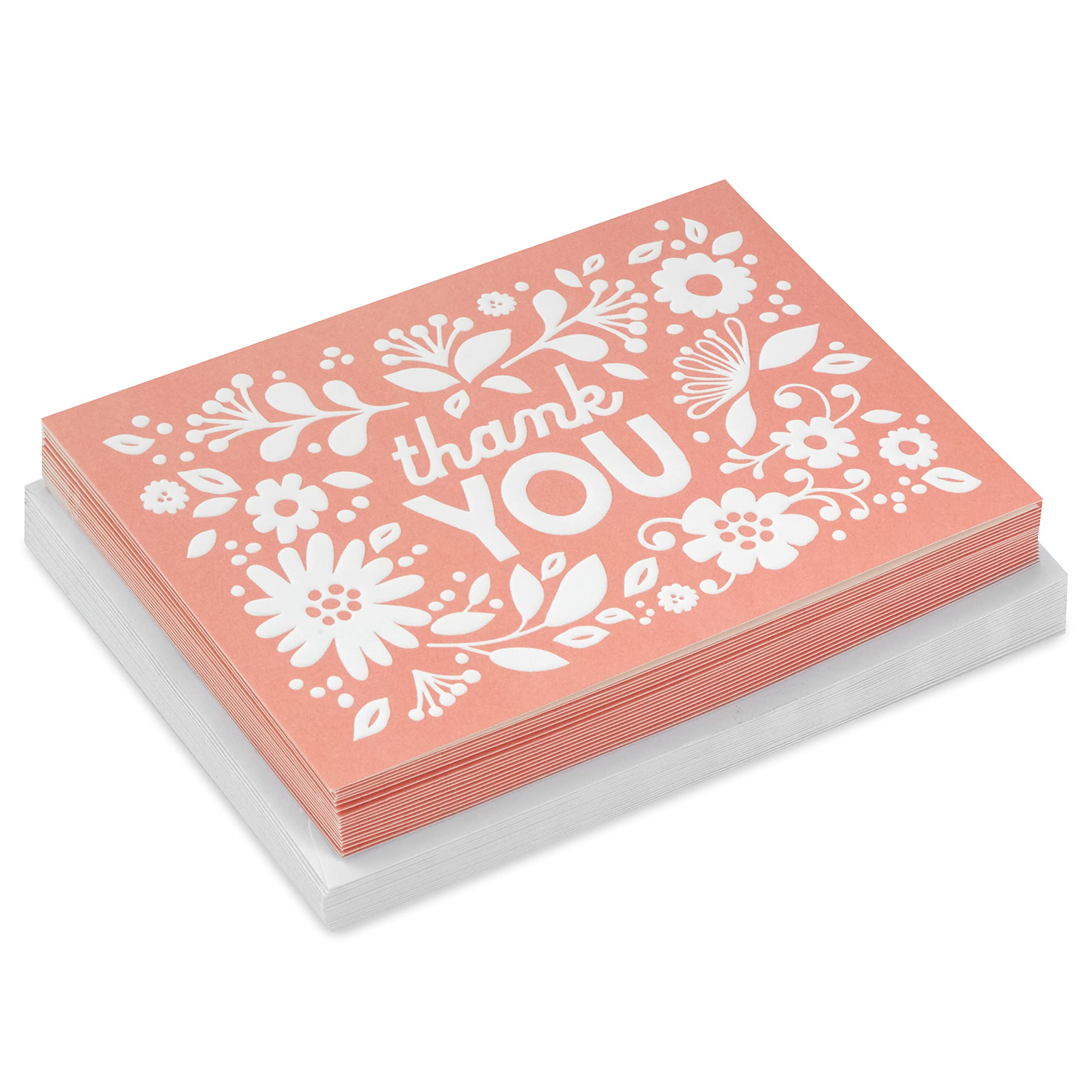 Hallmark Pack of Thank You Cards, Pink Rustic Flowers (20 Thank You Notes with Envelopes for Baby Showers, Weddings, All Occasion)