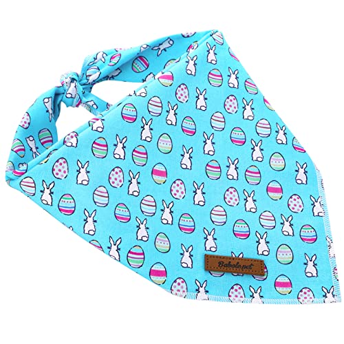 Babole Pet Easter Gift Dog Bandanas, 1PC Rabbit Egg Washable Square Dog Scarfs for Small Medium Large Dogs Adjustable Dogs Bib Scarfs for Girl and Boy(S)