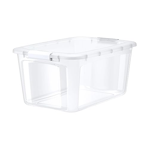 56 Quart Clear Plastic White Latches Clear Lid Tote Set of 6