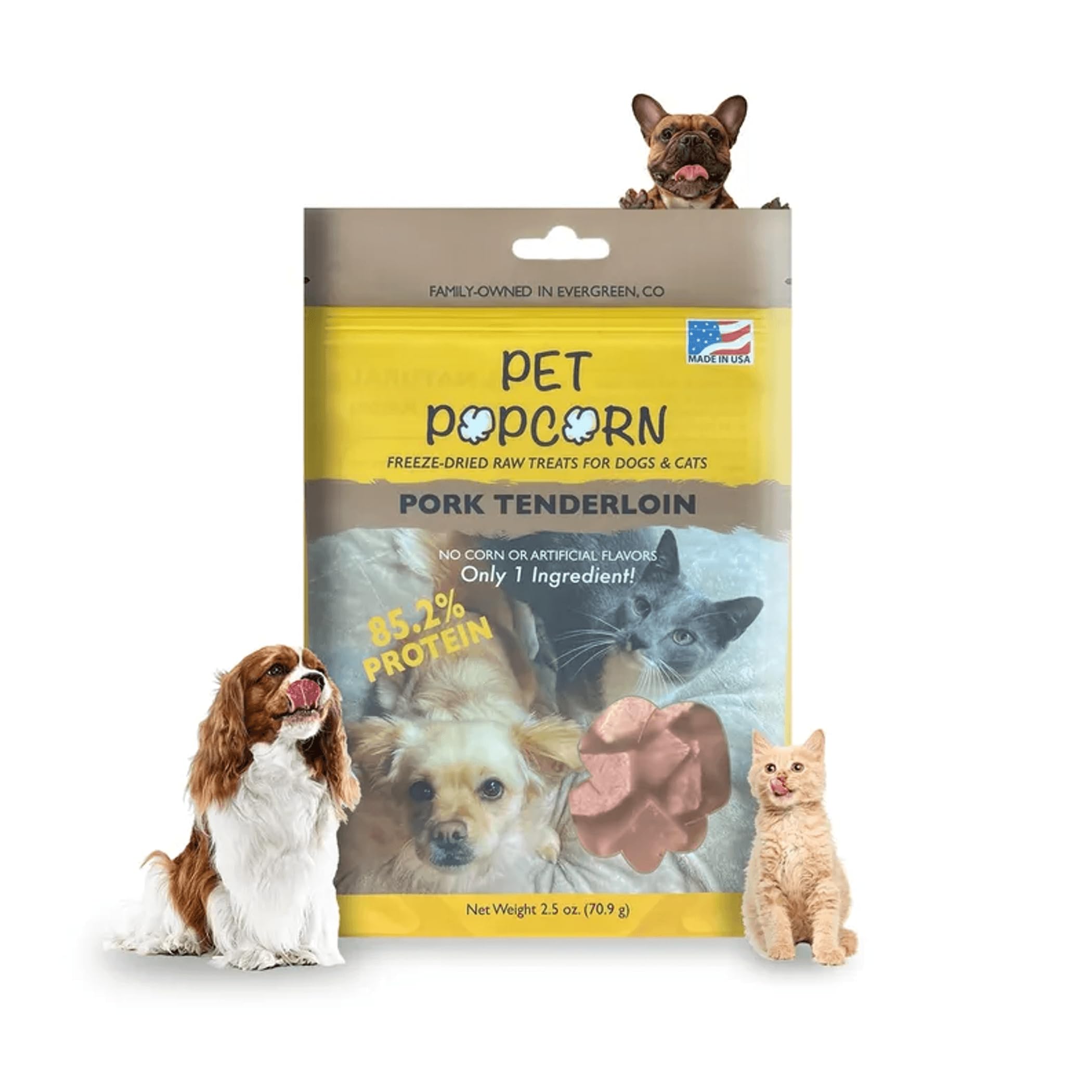 Pet Popcorn Freeze-Dried Raw Treats for Dogs and Cats | Single Ingredient | No Corn or Artificial Flavors | High Crude Protein Content | Natural Pet Treats | Great for Training or Food Topper |