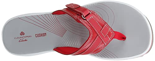 Clarks Women's Breeze Sea Flip-Flop, New Red Synthetic, 5
