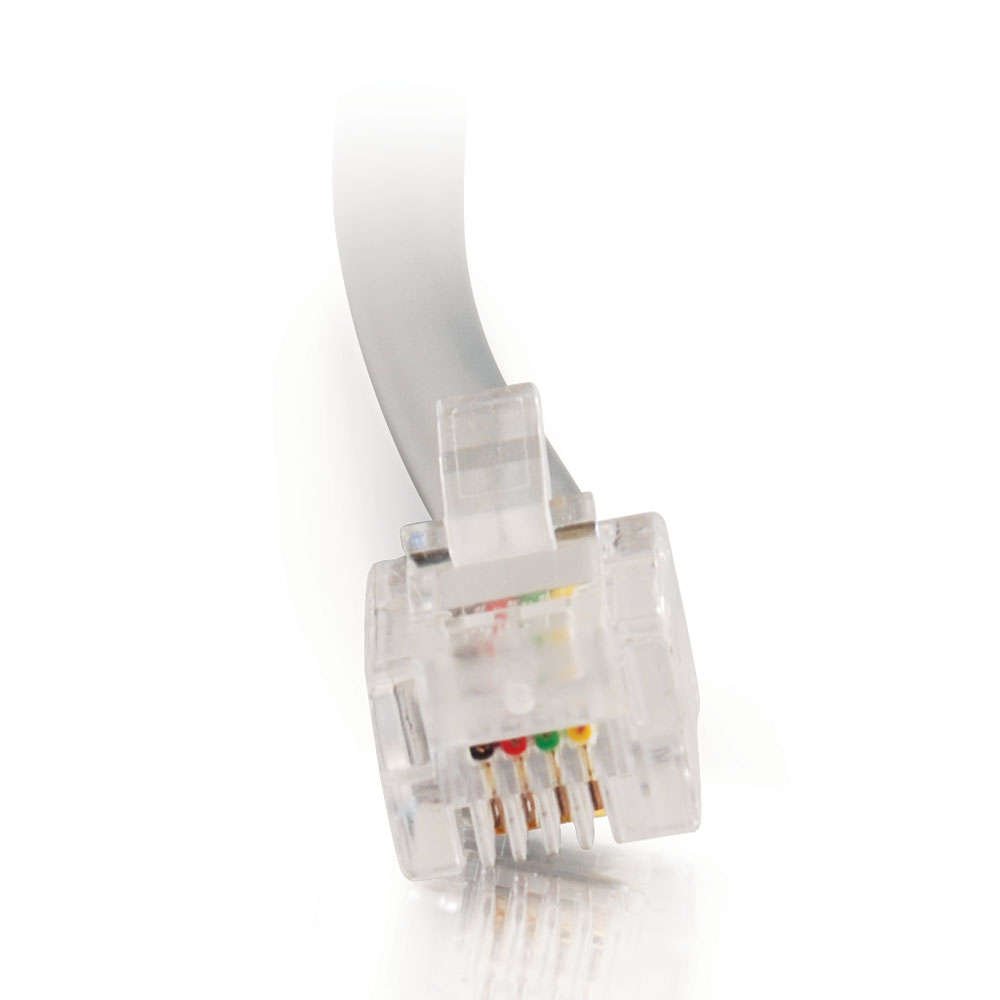 C2G Legrand RJ11 Telephone Cord, Telephone Data Cable, Silver Modular Telephone Cable, 14 Foot Telephone Cord, 1 Count, C2G 09590