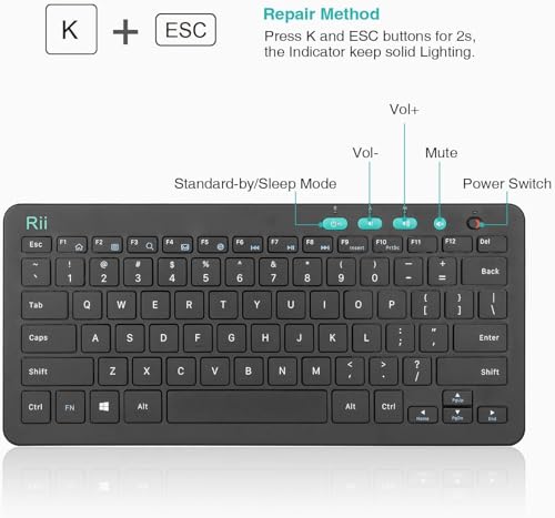 Rii RKM709 2.4 Gigahertz Ultra-Slim Wireless Keyboard and Mouse Combo, Multimedia Office Keyboard for PC, Laptop and Desktop,Business Office(Black)