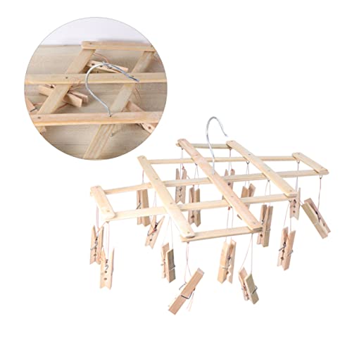 Alipis Folding Drying Rack Hangers for Clothes Dish Drying Rack Foldable Socks Hook Dryer Windproof Clothespin Hook Drying Racks for Laundry 16 Pegs Drying Rack with Swivel Hooks Hanging