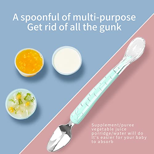 Double Head Baby Silicone Food Spoon (green),portable scraping mud.munchkin ezpzbaby brezza baby led weaning supplies (Green)