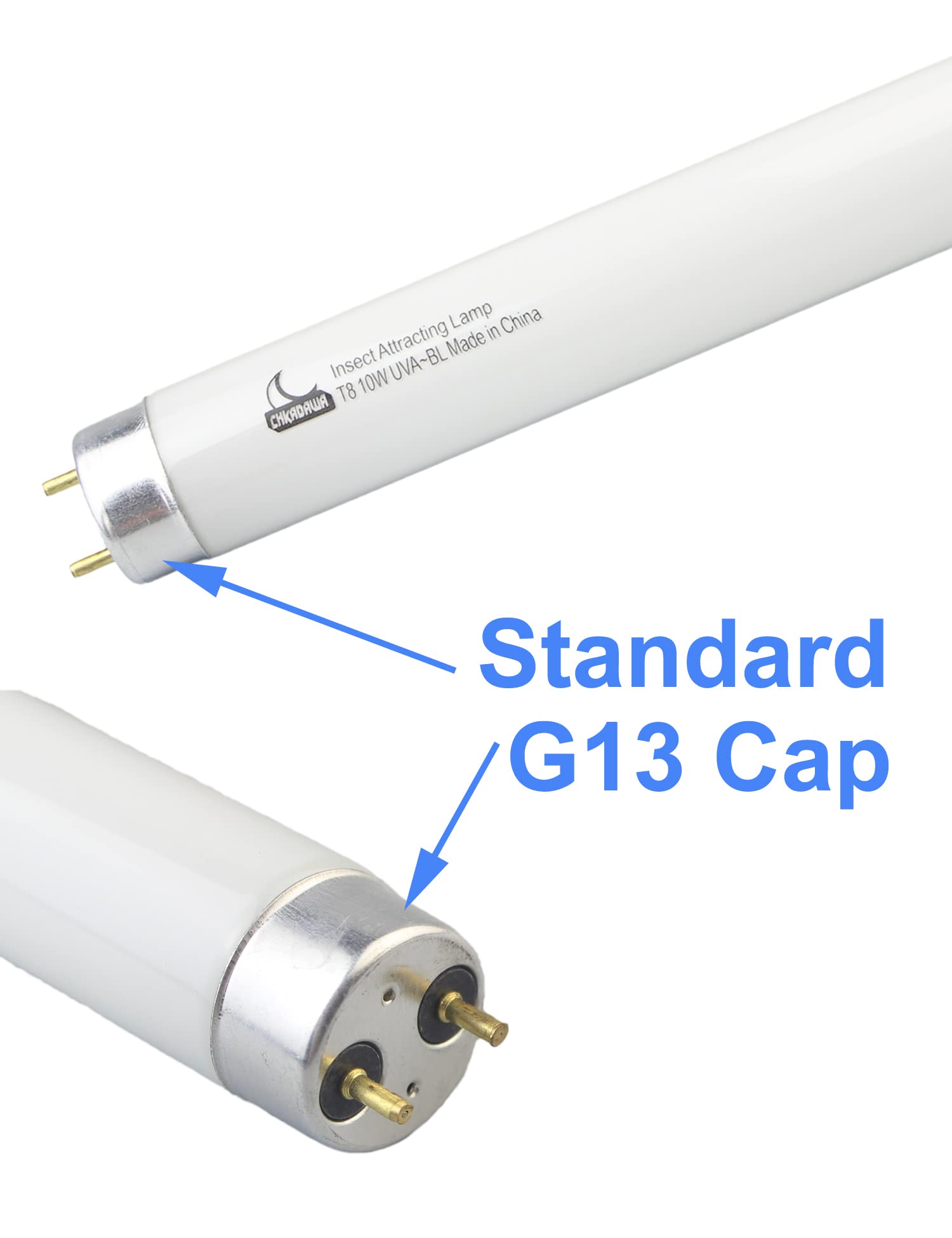 CHKADAWA BL T8 F10W 2 Pack Replacement Bulbs for Aspectek, LiBa 20W Indoor Device, F10T8 BL368nm 10 Watt Tube G13, 13'' Linear Black Light Fluorescent Tube.