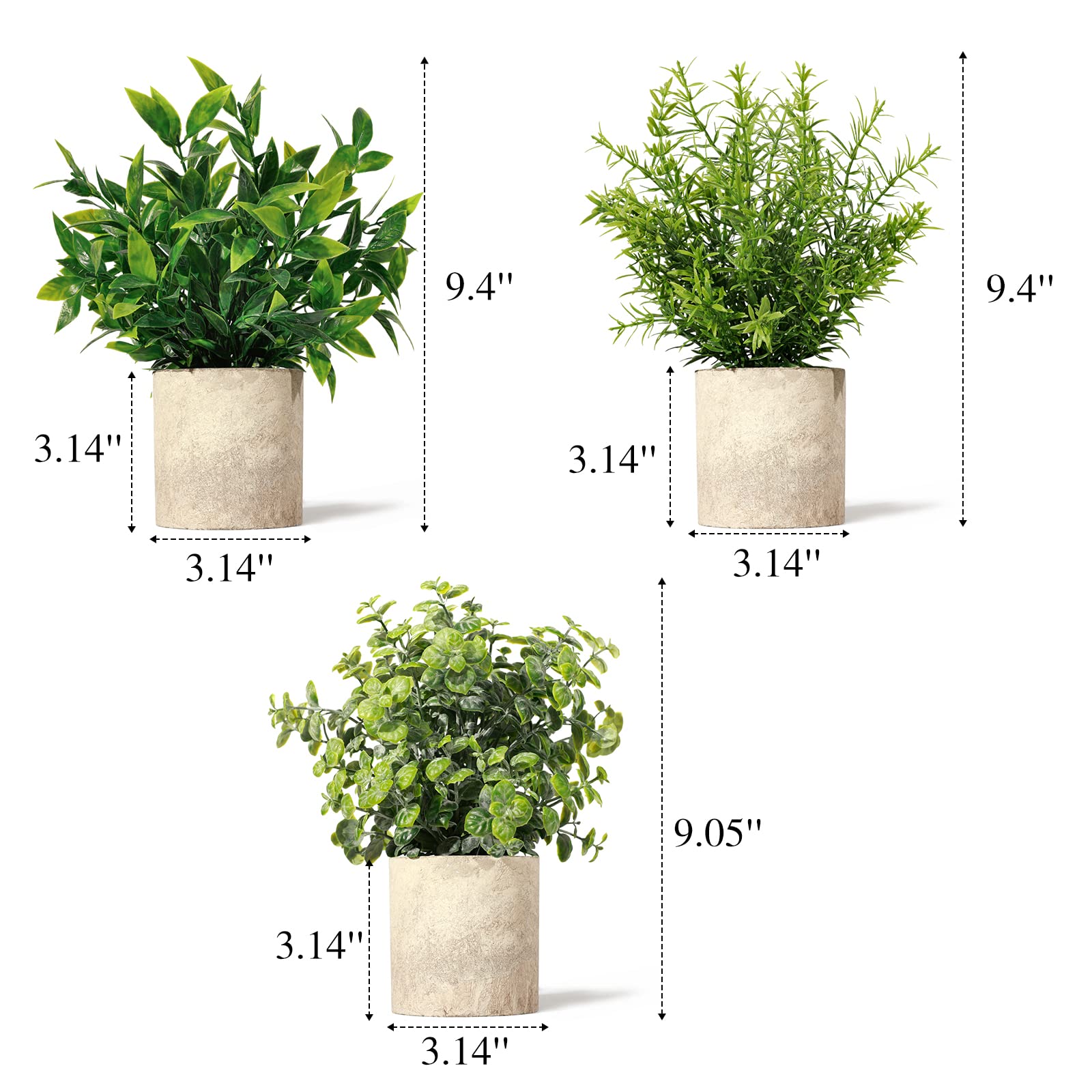 Artificial Plants 3 Pack Mini Fake Hanging with Macrame Plant Hangers Decorative Faux Greenery Decor for Shelves Wall Kitchen Farmhouse Bathroom Home Office