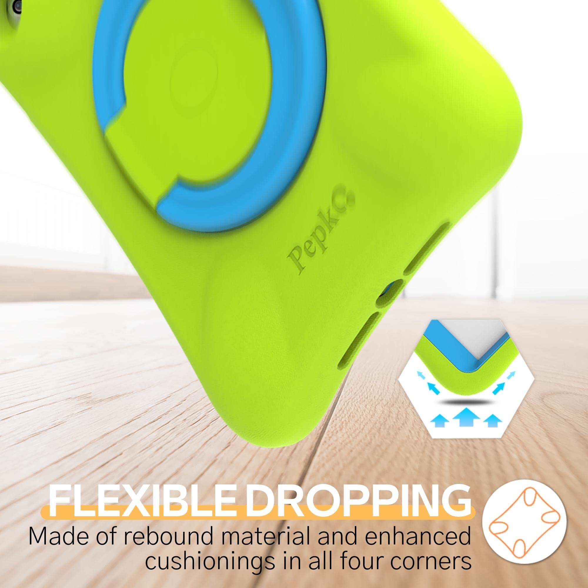 PEPKOO Kids Case for iPad 9.7 2017/2018 - Lightweight Shockproof Handle Stand Rugged Cover for Apple iPad 6th Generation/5th Gen/Air/Air 2 (Green)
