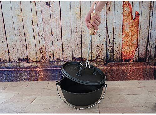 CAMPINGMOON Camp Dutch Oven Lid Lifter for Lifting and Carrying Dutch Ovens with Wood Handle MS-34